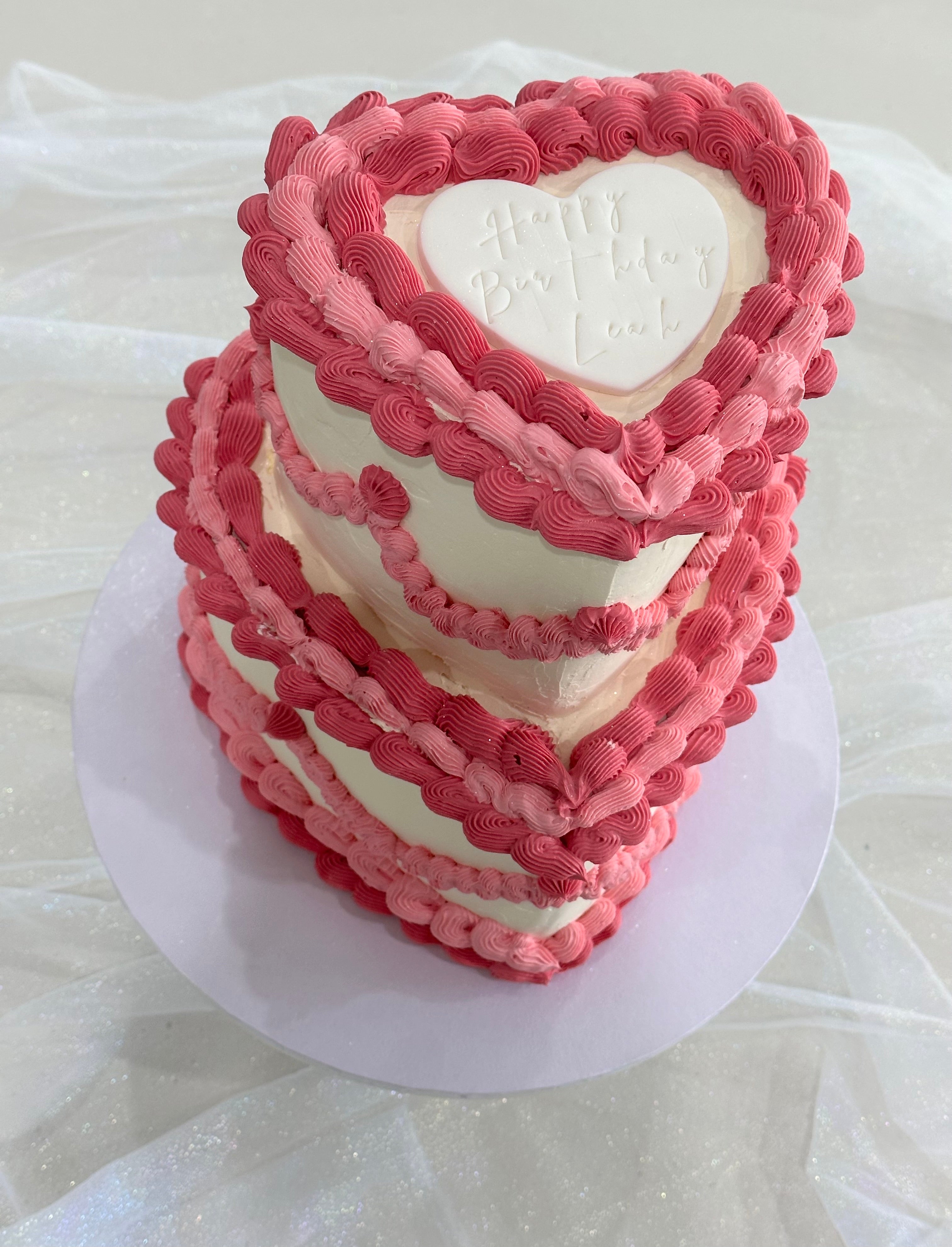 Vintage Heart Two Tier Buttercream Cake – The Cake Creative